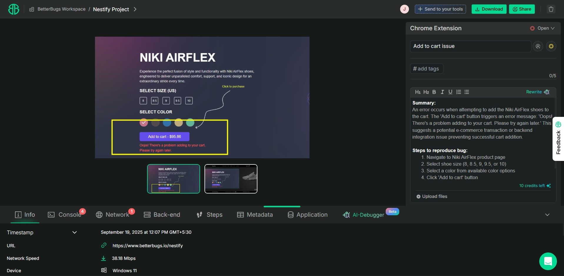 BetterBugs Bug Report
