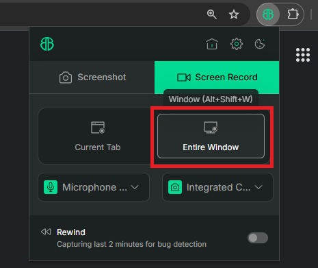 Choose recording mode